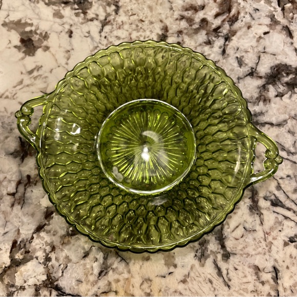 Indiana Glass | Dining | Vintage Indiana Glass Forest Green Honeycomb ...